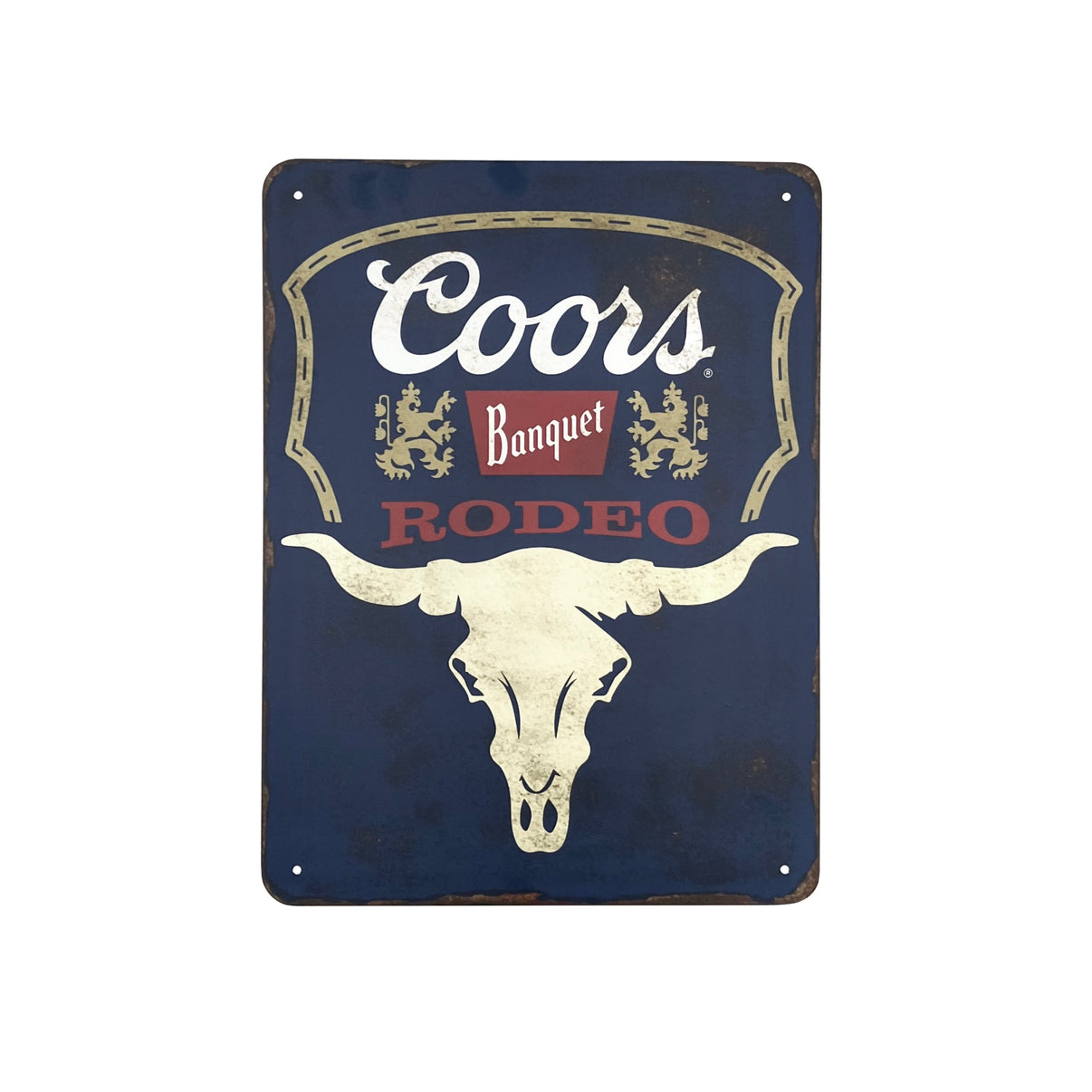 Distressed Metal Rodeo Sign – Coors Banquet Shop